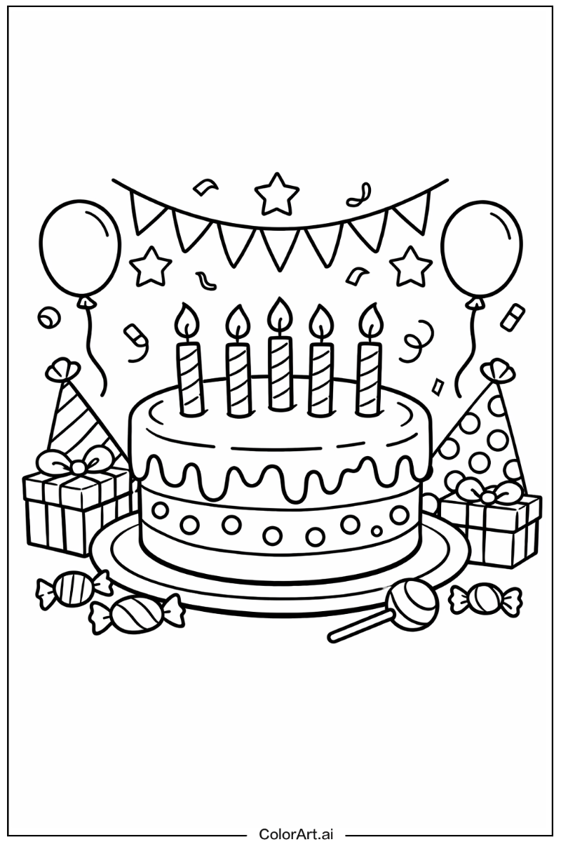 32 Free birthday cake Coloring Pages (Printable PDF & PNG)