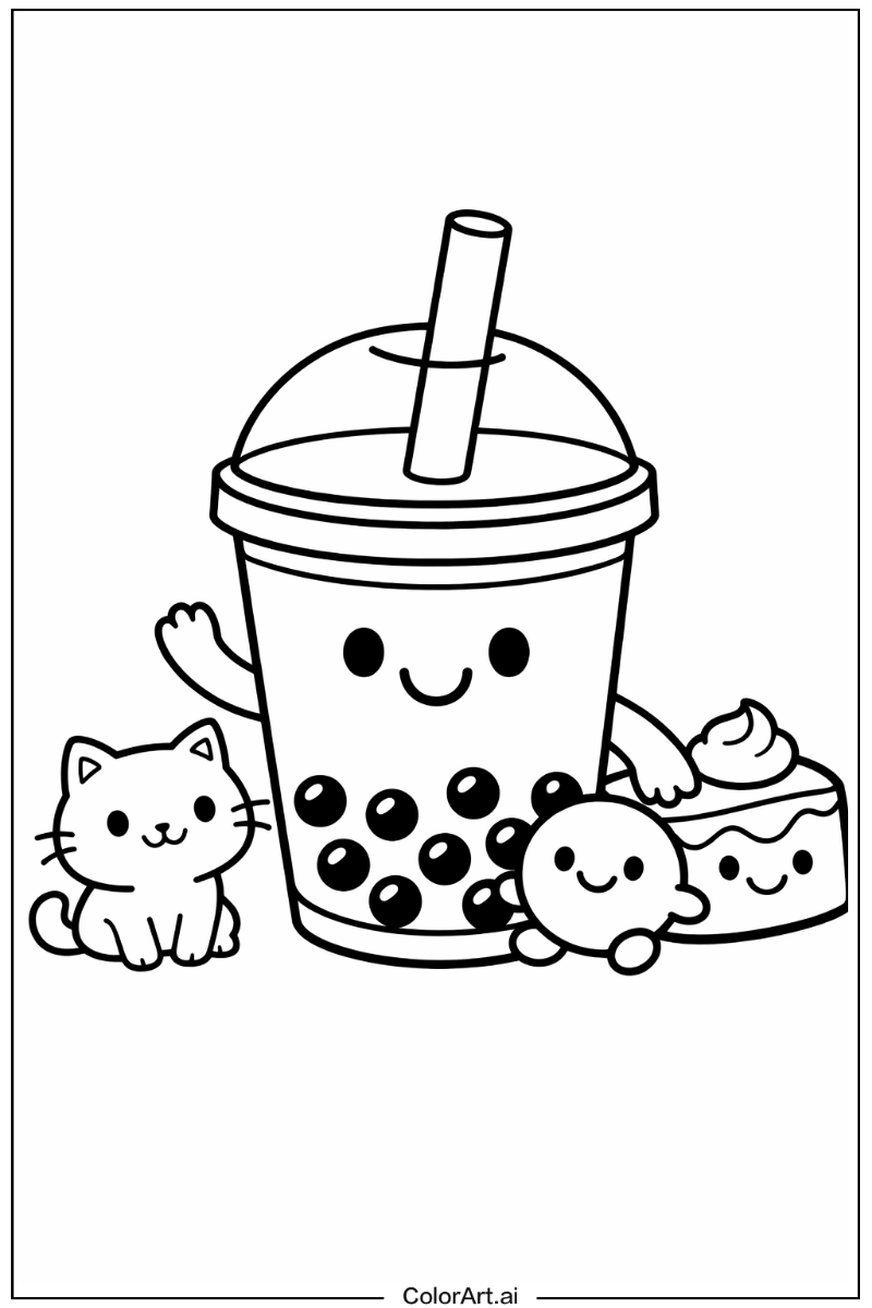 39 Free boba tea Coloring Pages (Printable PDF & PNG)