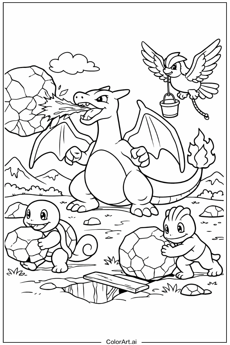 8 Páginas de Colorir do charizard Grátis (PDF e PNG imprimíveis)