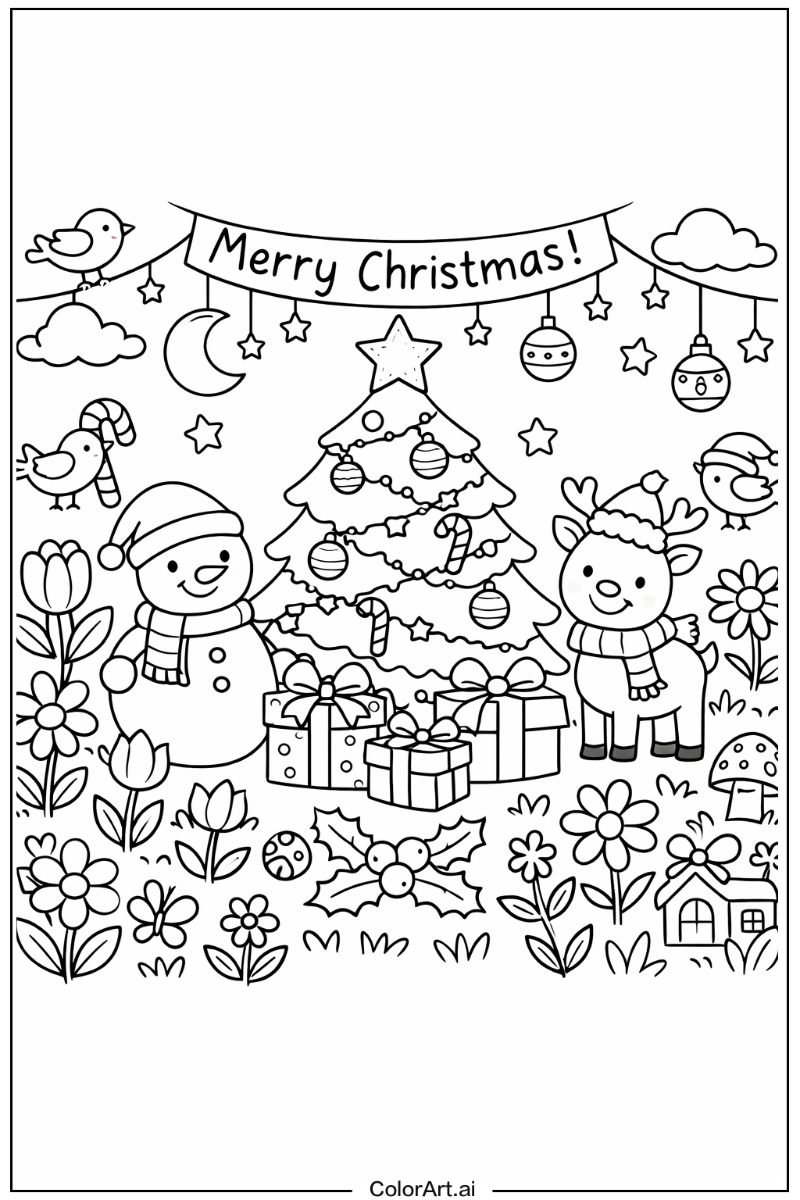 34 Free cute christmas Coloring Pages (Printable PDF & PNG)