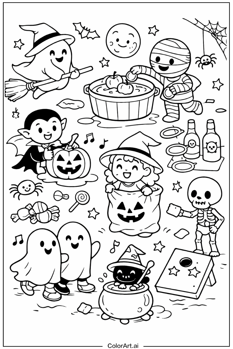33 Free cute halloween Coloring Pages (Printable PDF & PNG)