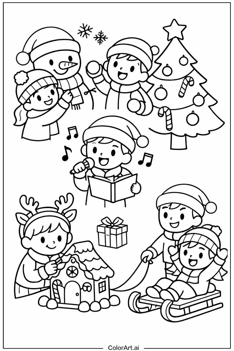 19 Free easy christmas Coloring Pages (Printable PDF & PNG)