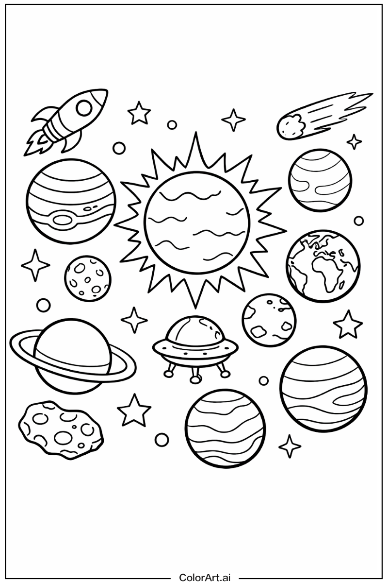50 Free solar system Coloring Pages (Printable PDF & PNG)