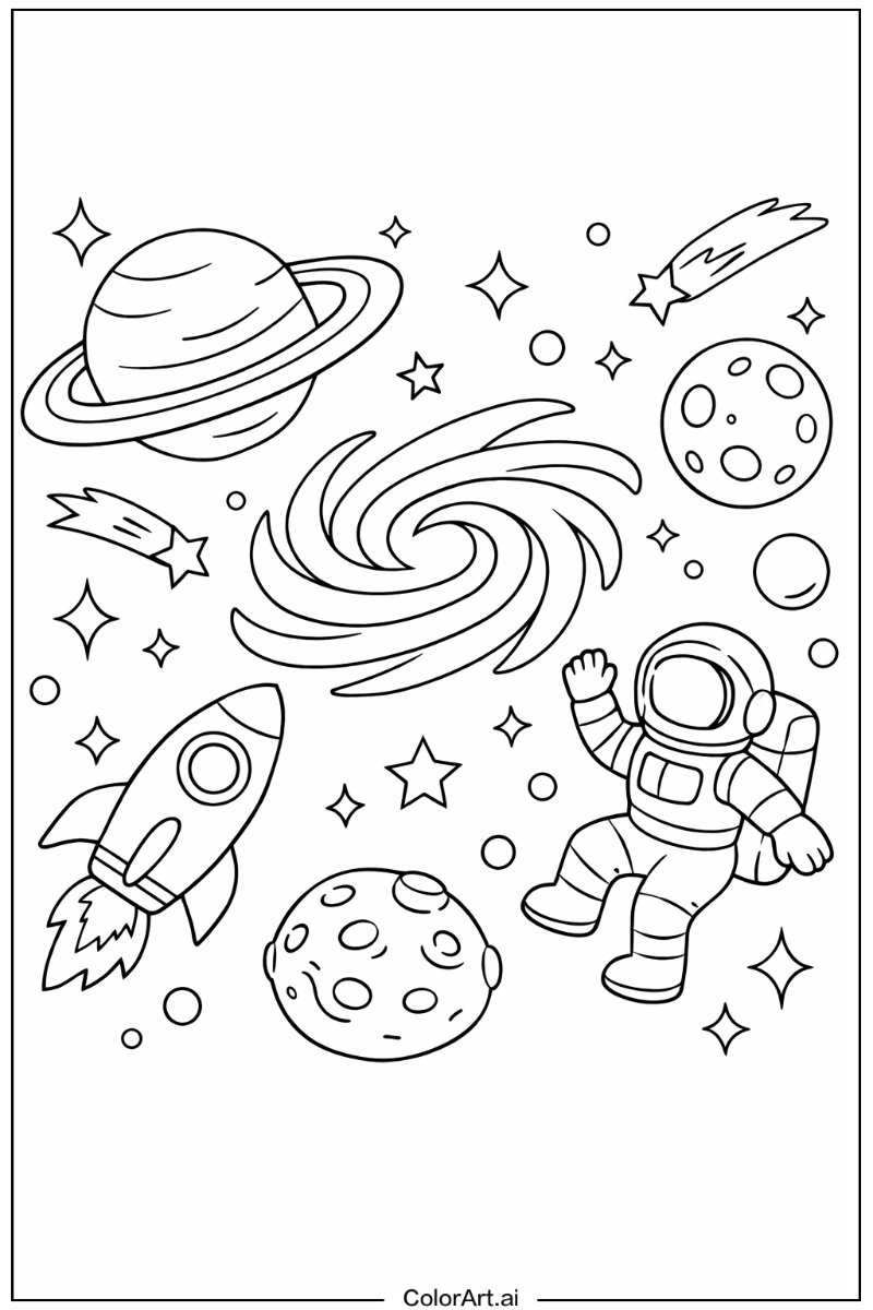 49 Páginas para Colorear del Espacio Gratis (PDF y PNG imprimibles)