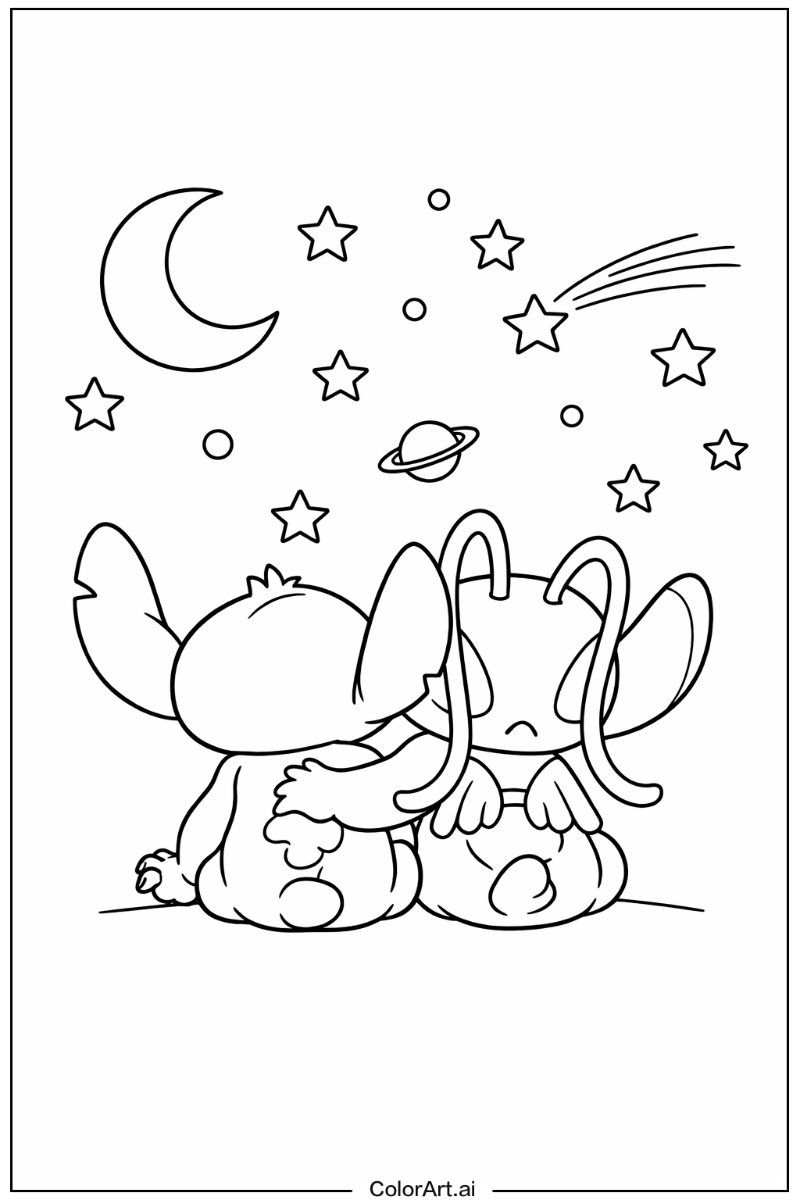 6 Free stitch and angel Coloring Pages (Printable PDF & PNG)